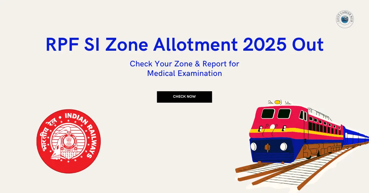 RPF SI Zone Allotment 2025 Out – Download List & Medical Exam Details